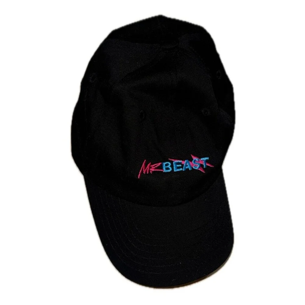 MrBeast | Accessories | Mrbeast Logo Dad Hat Cap Black Embroidered ...